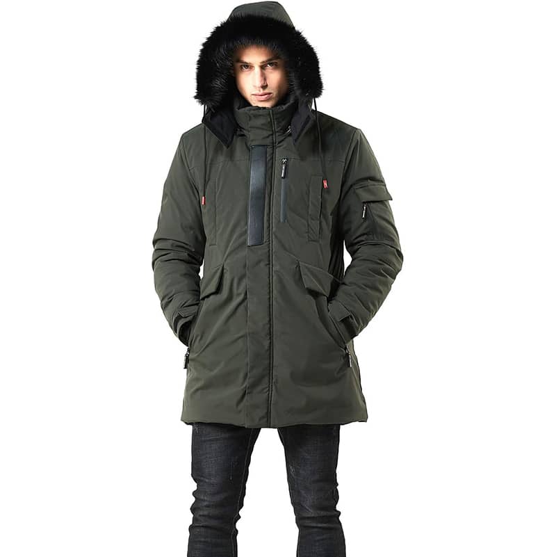 Men's Warm Parka Jacket Anorak Jacket Winter Coat with Detachable Hood ...