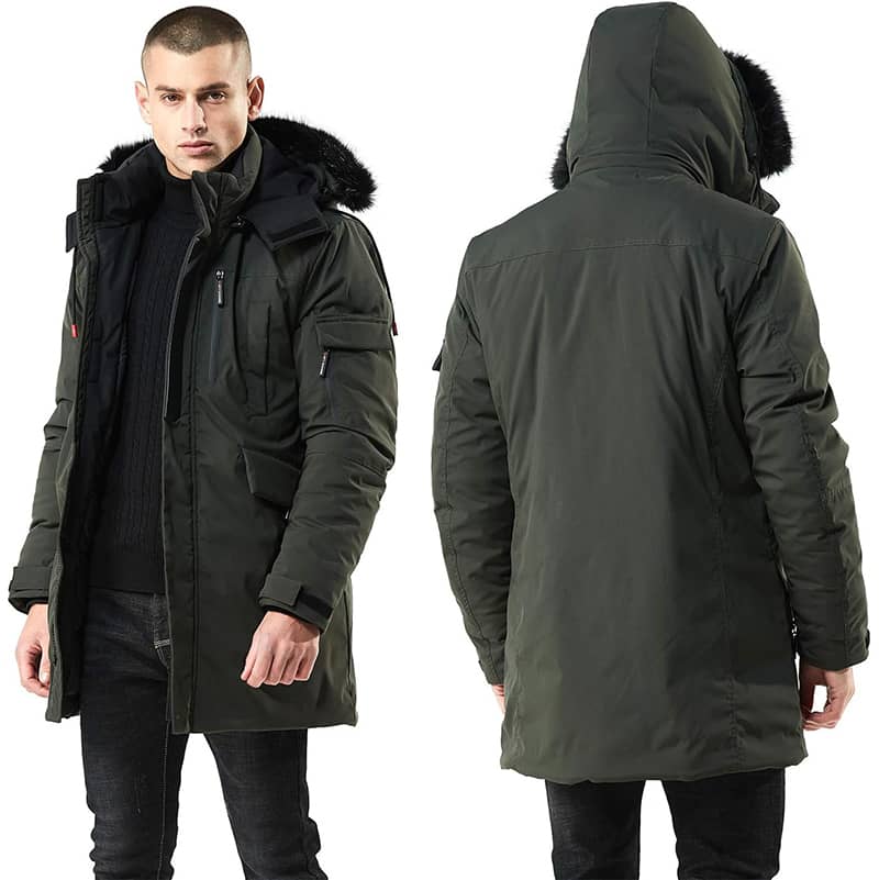 Men's Warm Parka Jacket Anorak Jacket Winter Coat with Detachable Hood ...